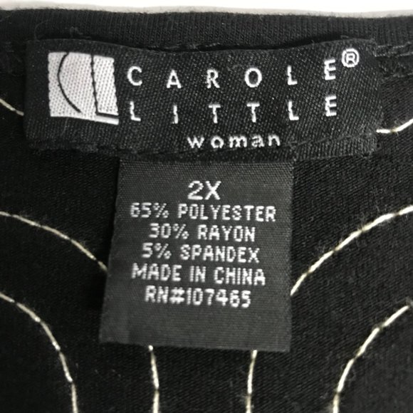 Carole Little | Tops | Carole Little Black With Embroidery Design ...